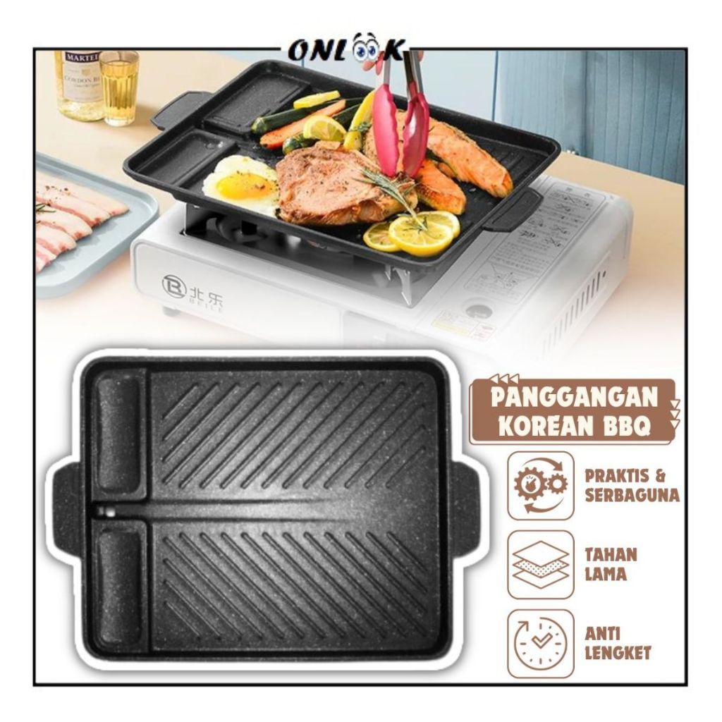 Jual Panggangan BBQ / Square Grill Pan Marble Coating / Panci ...