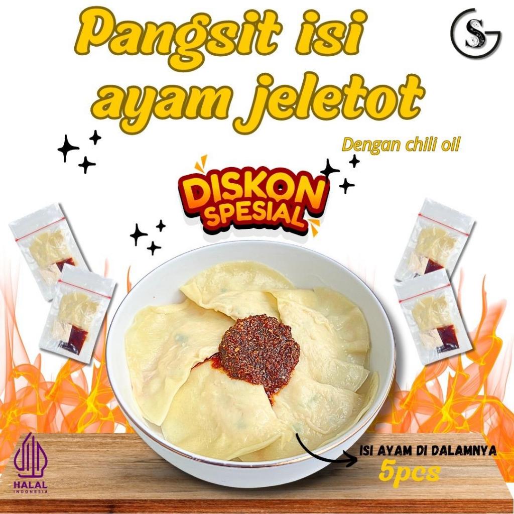 Jual 1 Bungkus Pangsit Ayam Dengan Chili Oil GudangSnack Tgr Food ...