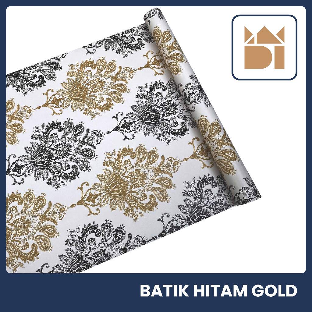 Jual Wallpaper Dinding Motif Batik Hitam Gold Ukuran 45 Cm X 8 Meter