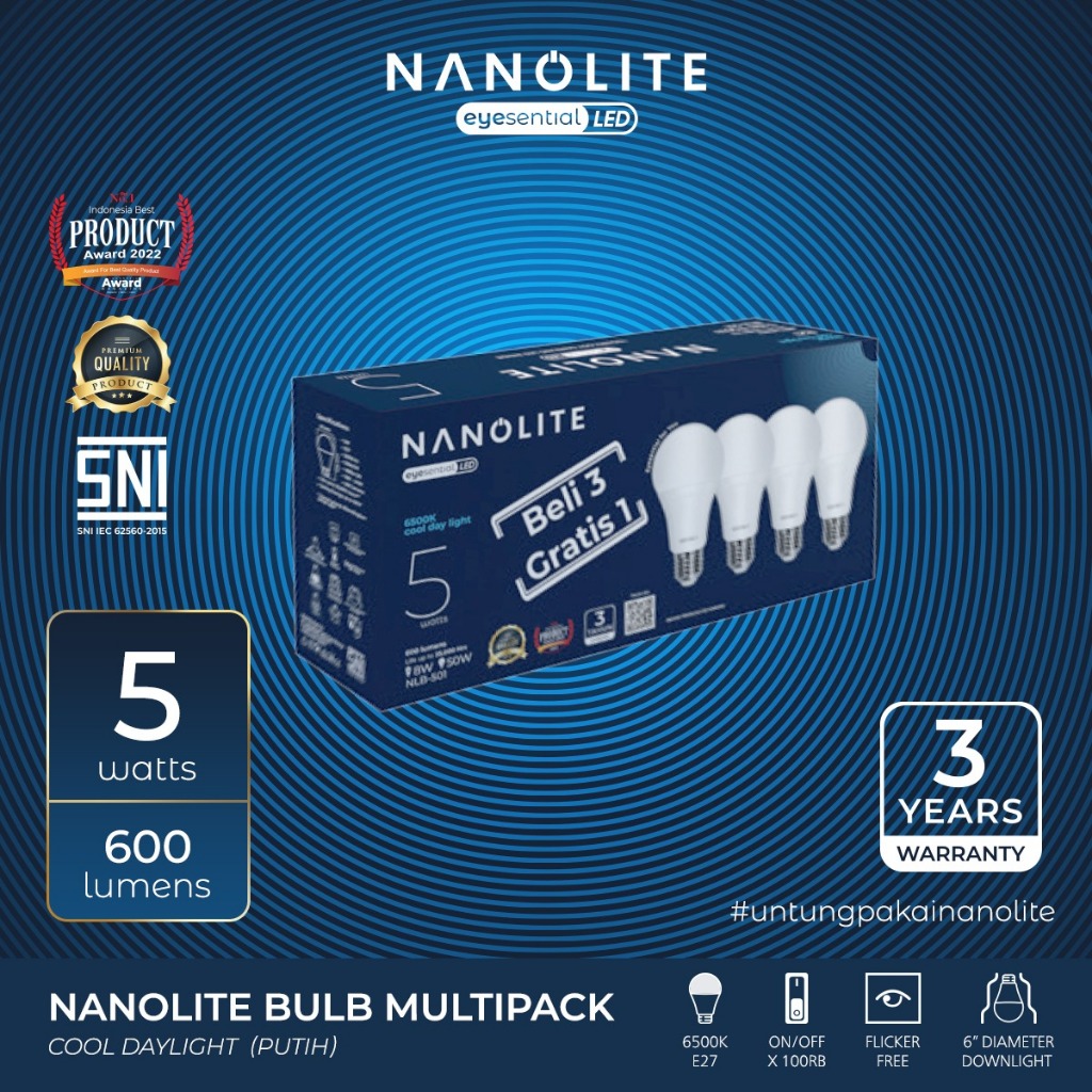 Jual Nanolite Lampu Multipack LED Bulb 5W 6500K Putih | Shopee Indonesia