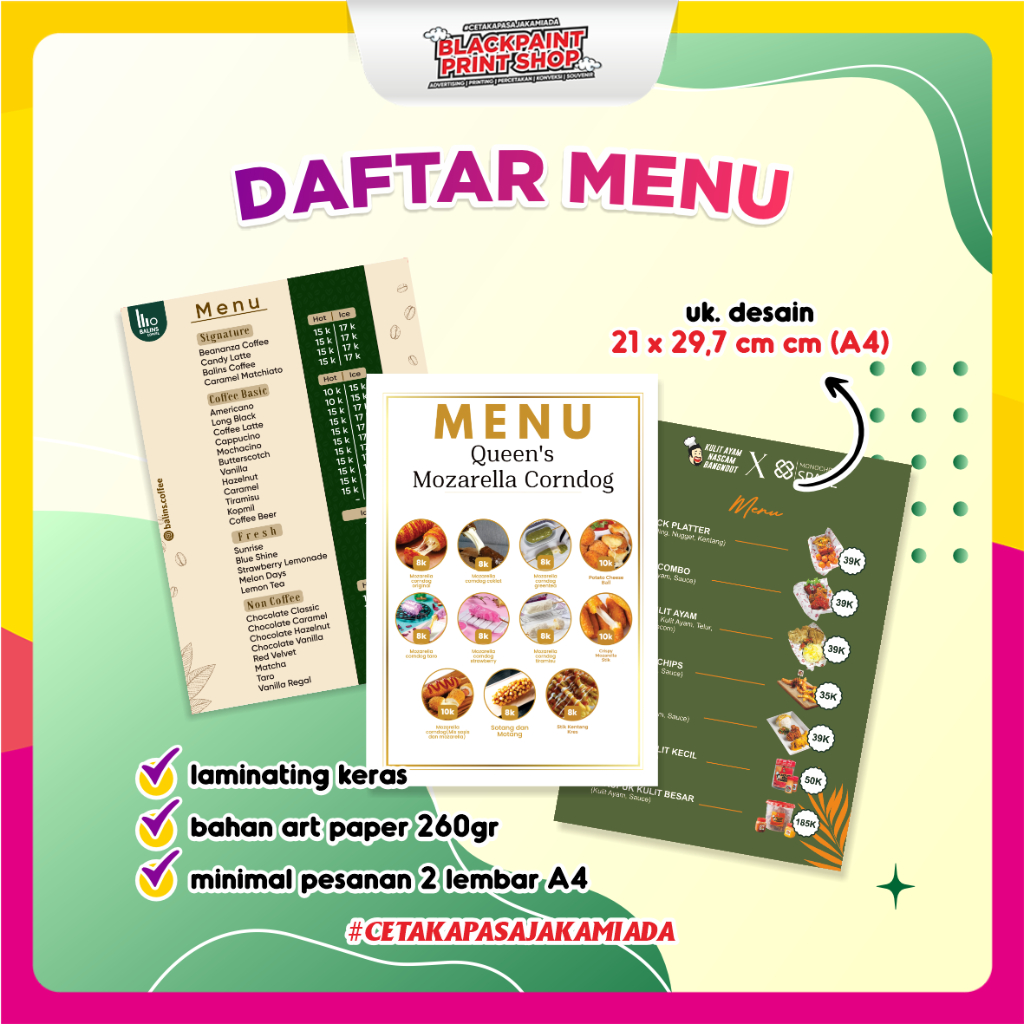 Jual Cetak Daftar Menu Makanan dan Minuman | Shopee Indonesia