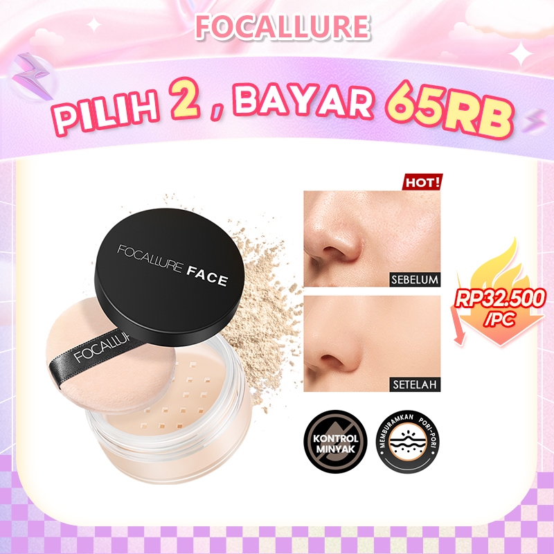 Jual FOCALLURE Waterproof Bedak Tabur Natural Compact Powder Loose ...
