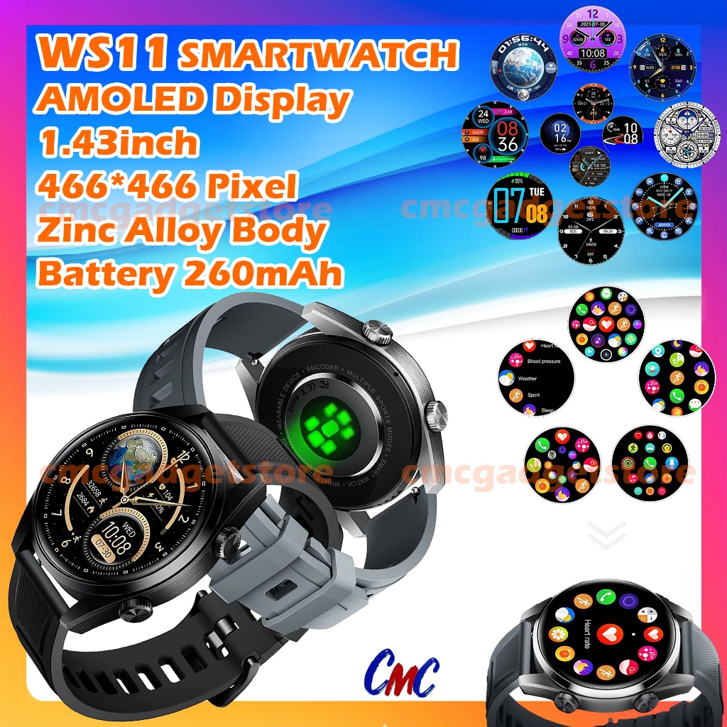 Jual WS11 Smartwatch AMOLED Fashion Stainless Steel 1.43 inch Smart ...