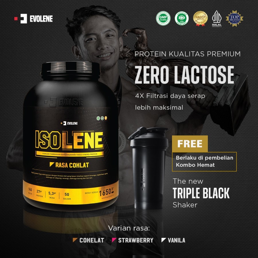 Jual Evolene Isolene 50 Sachet (1.650 gram) Whey Protein Isolate BPOM ...