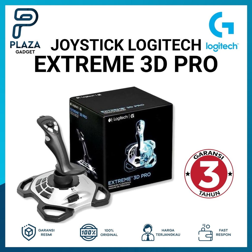 Jual Logitech Extreme 3D Pro Joystick Flight Simulator untuk PC Garansi ...