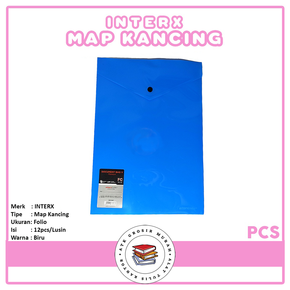 Jual INTERX - Map Kancing V Opaque Warna Biru Folio - Pcs | Shopee Indonesia