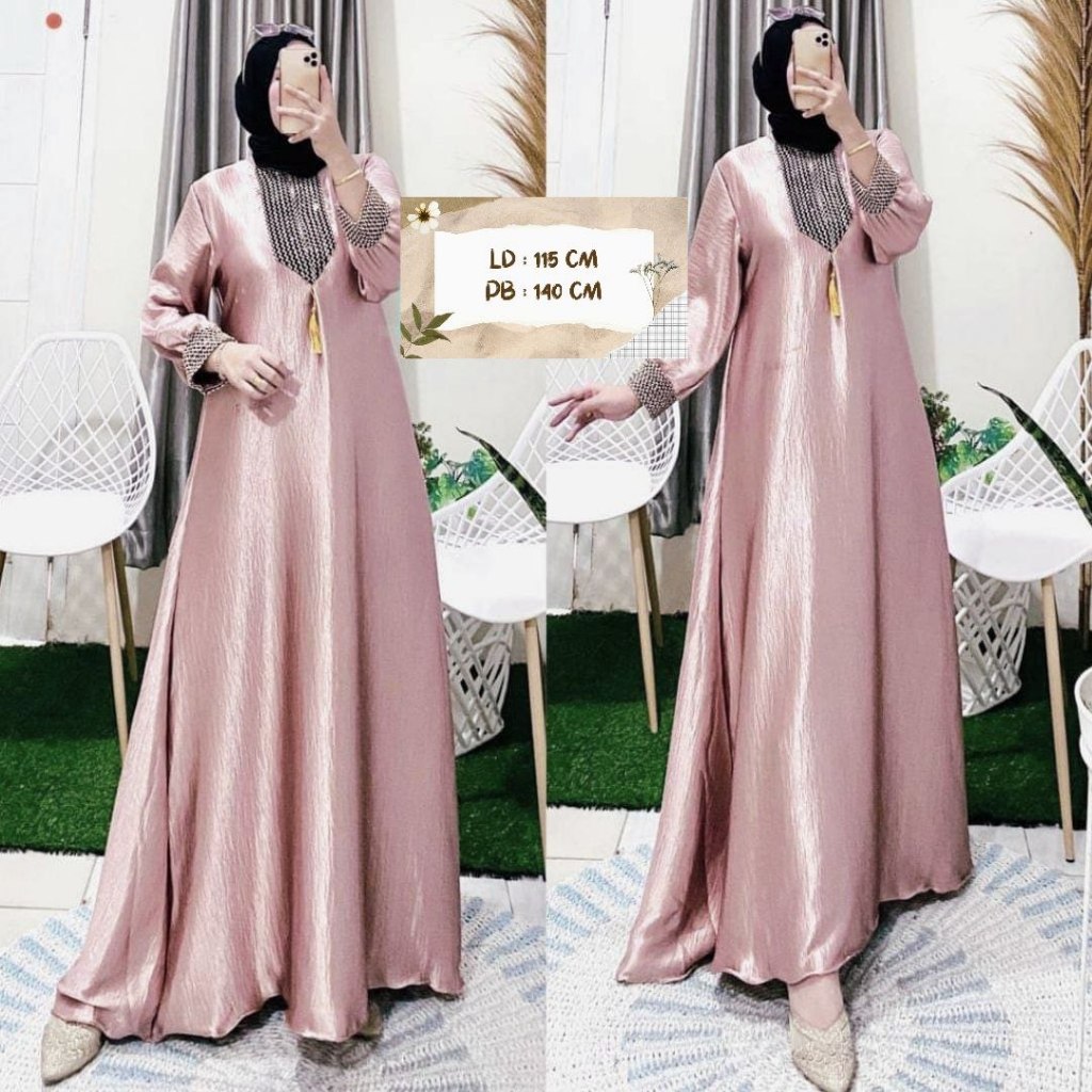 Jual Havia - Gamis Cradenza Shimmer Silk Kombinasi Renda Sultan Busui ...