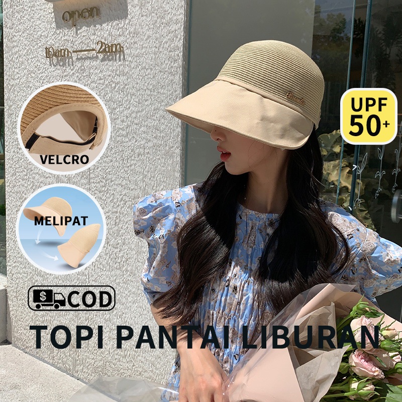 Jual topi piknik topi santai topi bucket hat topi pantai topi traveling wanita casual outfit ...