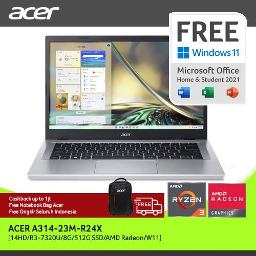 Jual ACER LAPTOP ASPIRE 3 SLIM A314-23M-R24X 14" HD RYZEN R3-7320U RAM ...