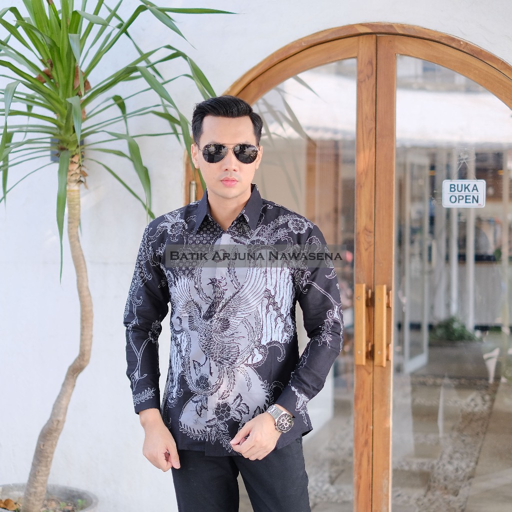 Jual kemeja batik pria baju lengan panjang alisan slim fit hem cowok ...