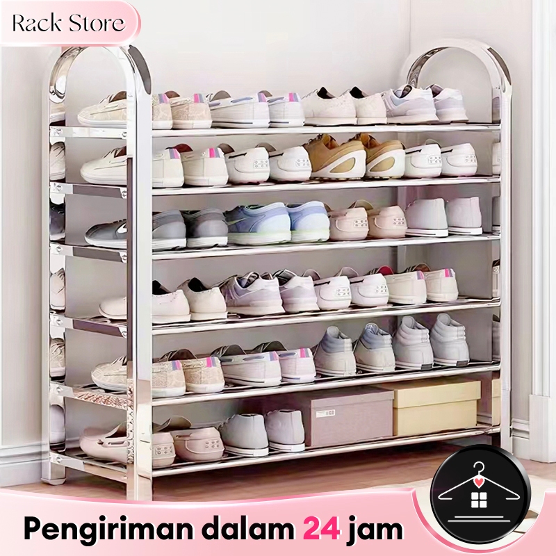Jual Rak Sepatu Tingkat Stainless Steel Kokoh Tempat Sepatu Sendal Besi ...