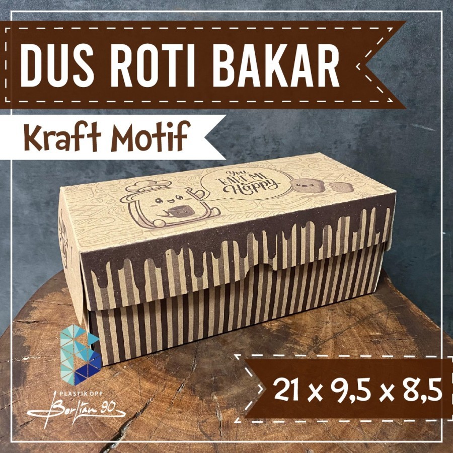 Jual Kotak Roti Bakar Bahan Kraft MOTIF Tebal Isi 50 pcs Uk 21 x 8,5 x ...