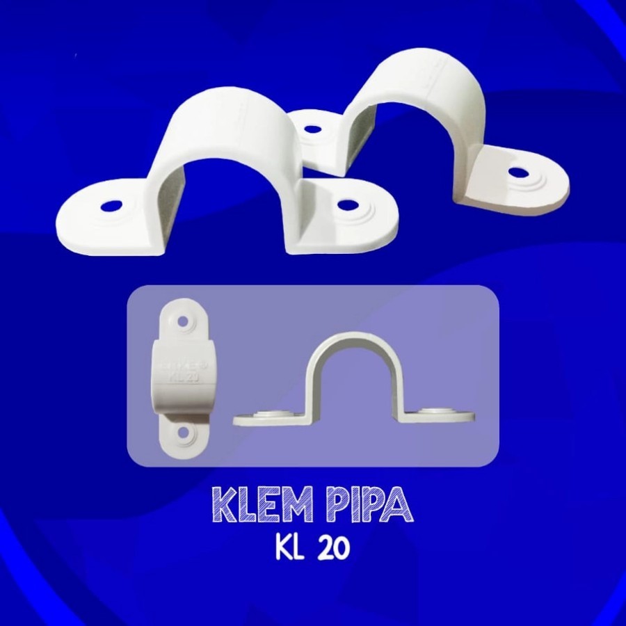 Jual Klem Konduit 20mm Warna putih dan Hitam-klem pipa 20mm Sayap isi ...