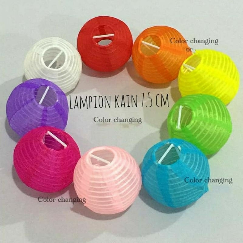 Jual lampion kain bulat 7.5 cm mini unik dekorasi ultah wedding ...