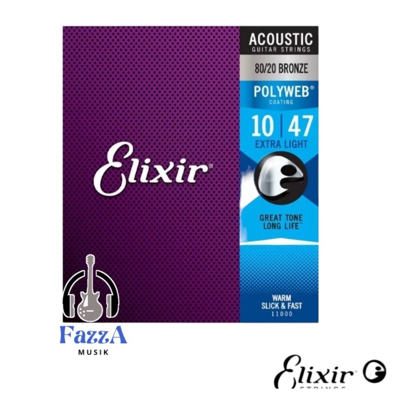 Jual senar akustik elixir polyweb 010 bronze 80/20 extra light original ...