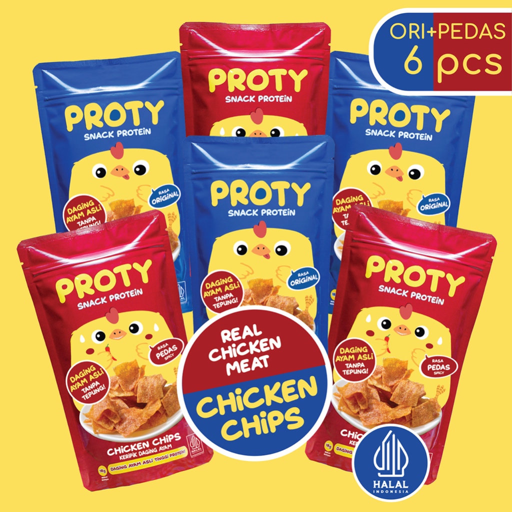 Jual PROTY Chicken Chips Ori(3 pcs)+Pedas(3 pcs) Snack Cemilan Ayam ...