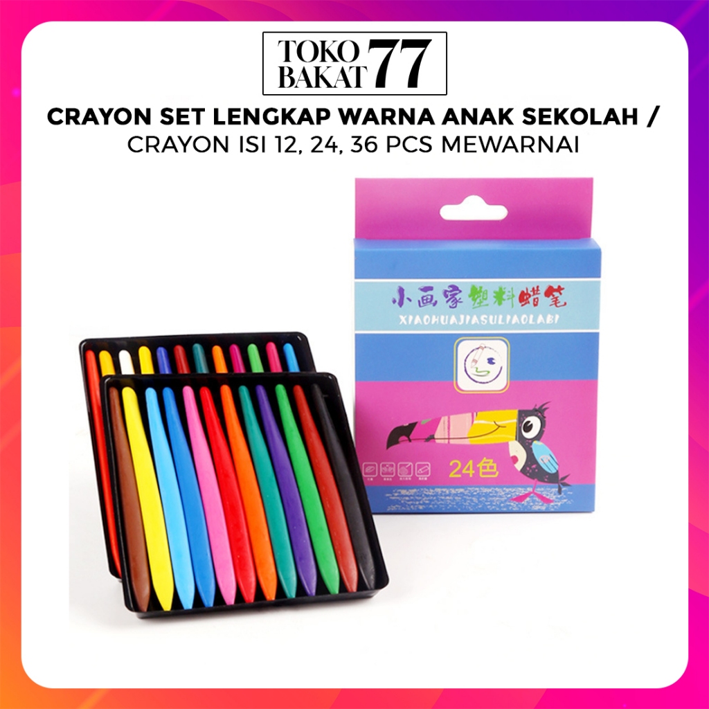 Jual CRAYON SET LENGKAP WARNA ANAK SEKOLAH / CRAYON ISI 12, 24, 36 PCS ...
