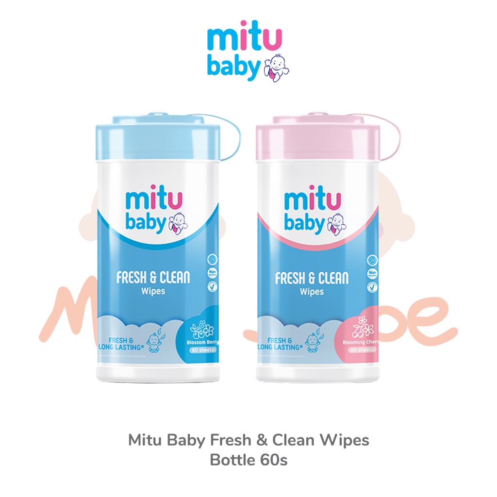 Jual Mitu Baby Fresh & Clean Wipes Tissue Basah Kemasan Bottle Botol 60 ...