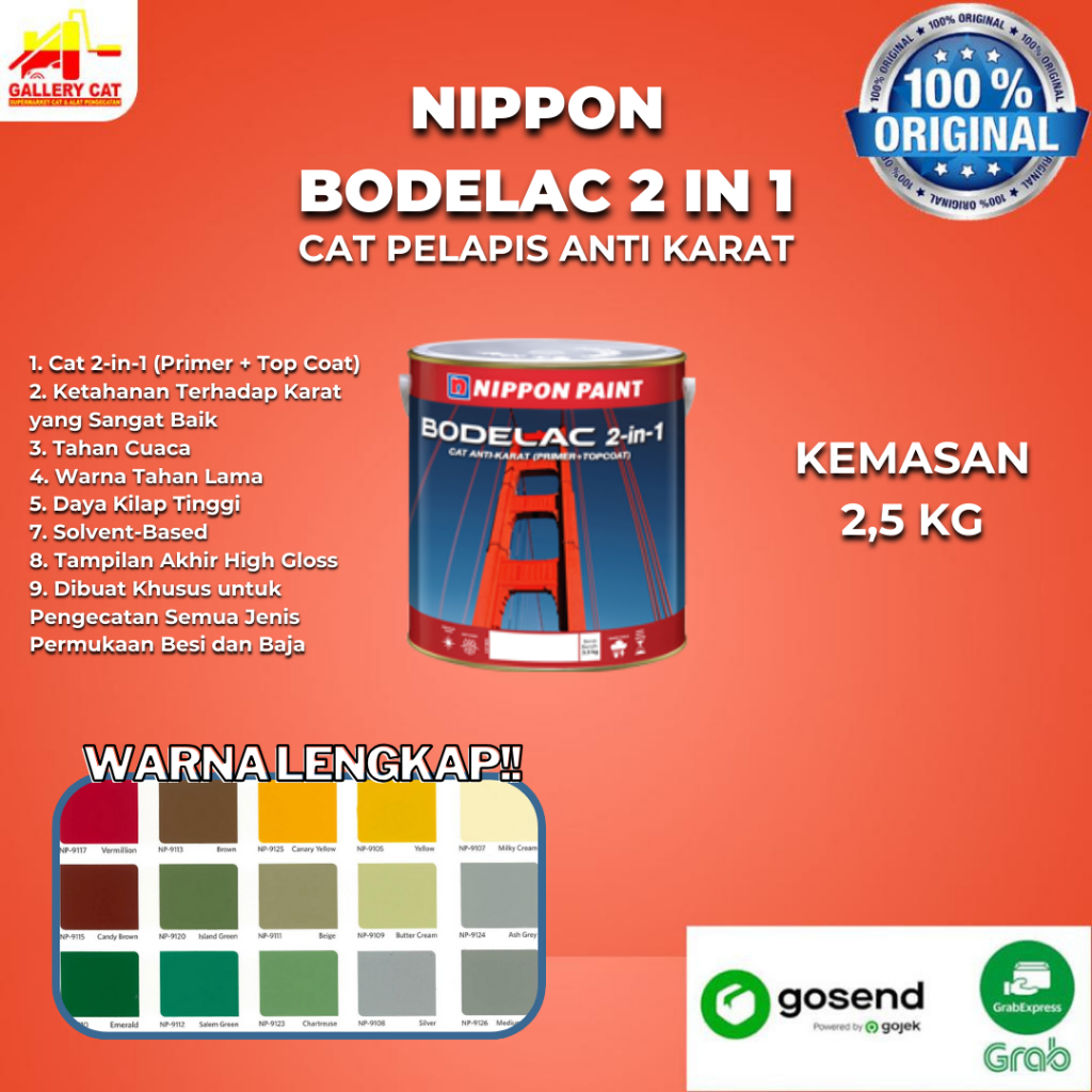 Jual CAT ANTI KARAT BODELAC NIPPON PAINT 2 IN 1 CAT PELAPIS ANTI KARAT 2,5 KG GLOSS | Shopee ...