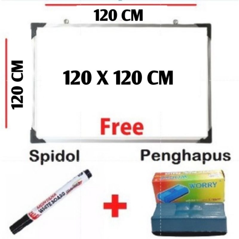 Jual PAPAN TULIS WHITEBOARD 120 X 120 FREE SPIDOL DAN PENGHAPUS ...