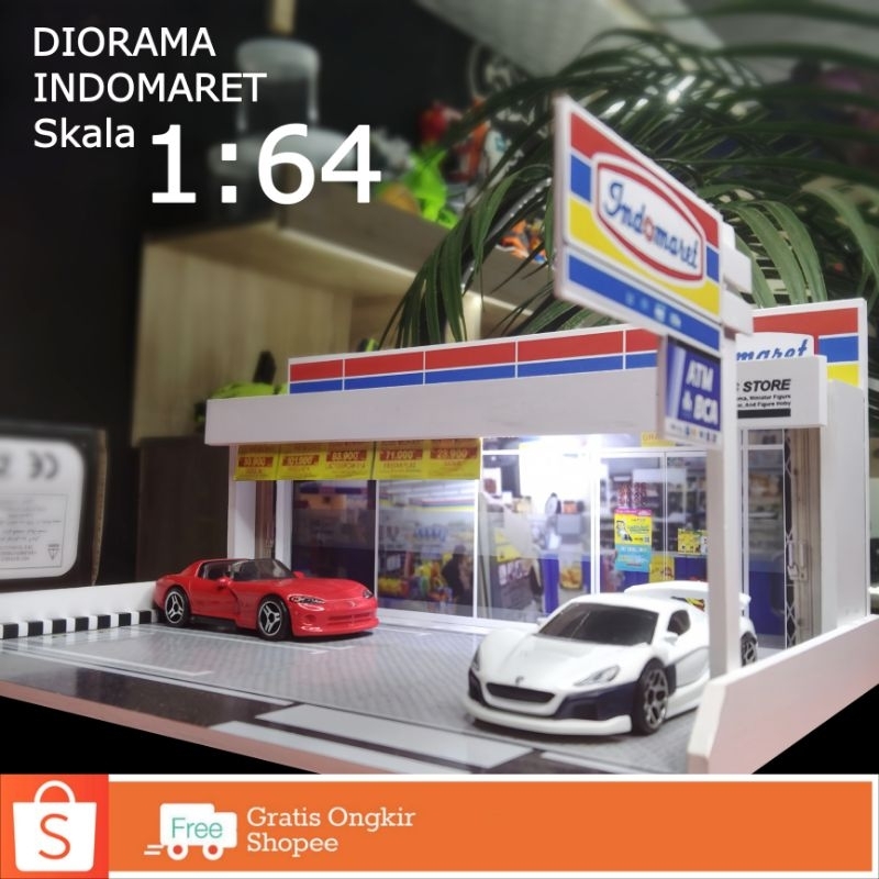 Jual DIORAMA INDOMARET, Miniatur, Parkir Mobil Hotwheels skala 1:64 ...