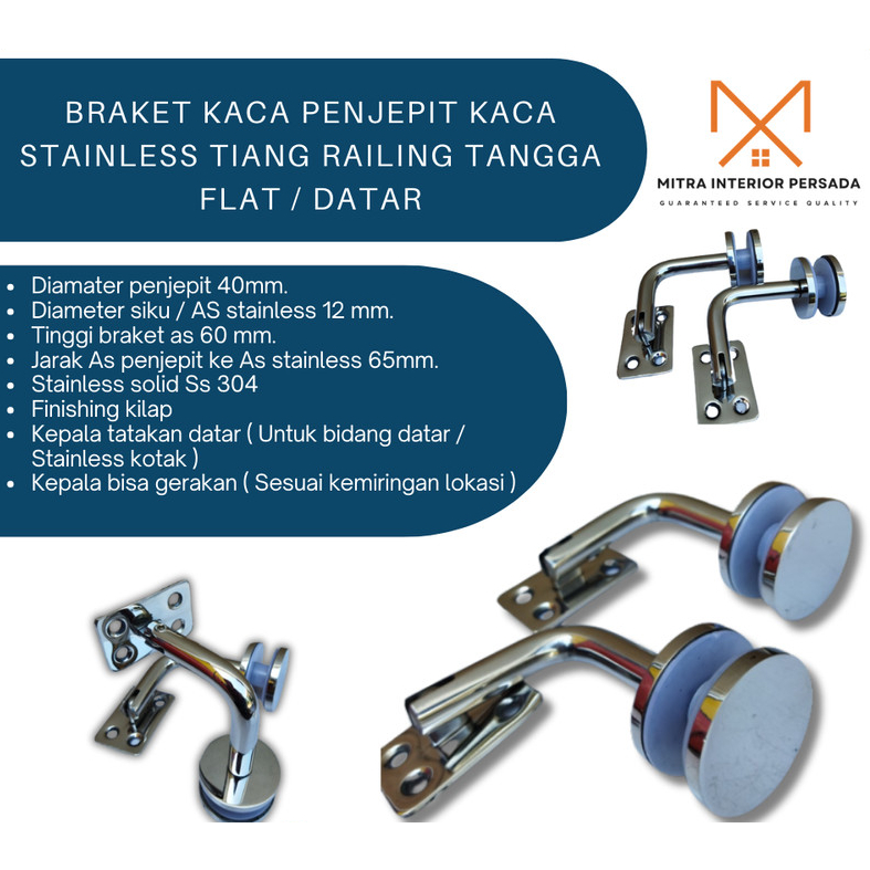 Jual Braket kaca fleksibel handrail kotak railing balkon stainless ...