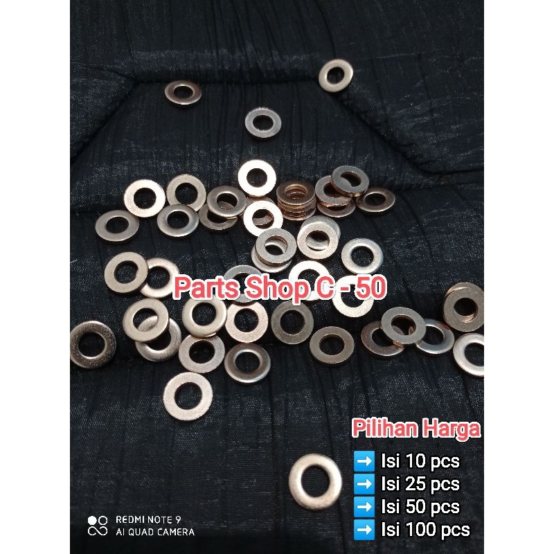 Jual (100 pcs) Ring Tembaga M7 Baut 11 pnp Ring Cylinder Head Honda ...