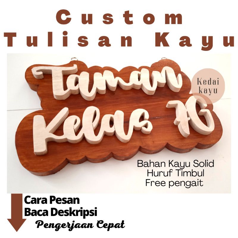 Jual Tulisan Custom Huruf kayu Papan nama kayu Hiasan Dinding | Shopee ...