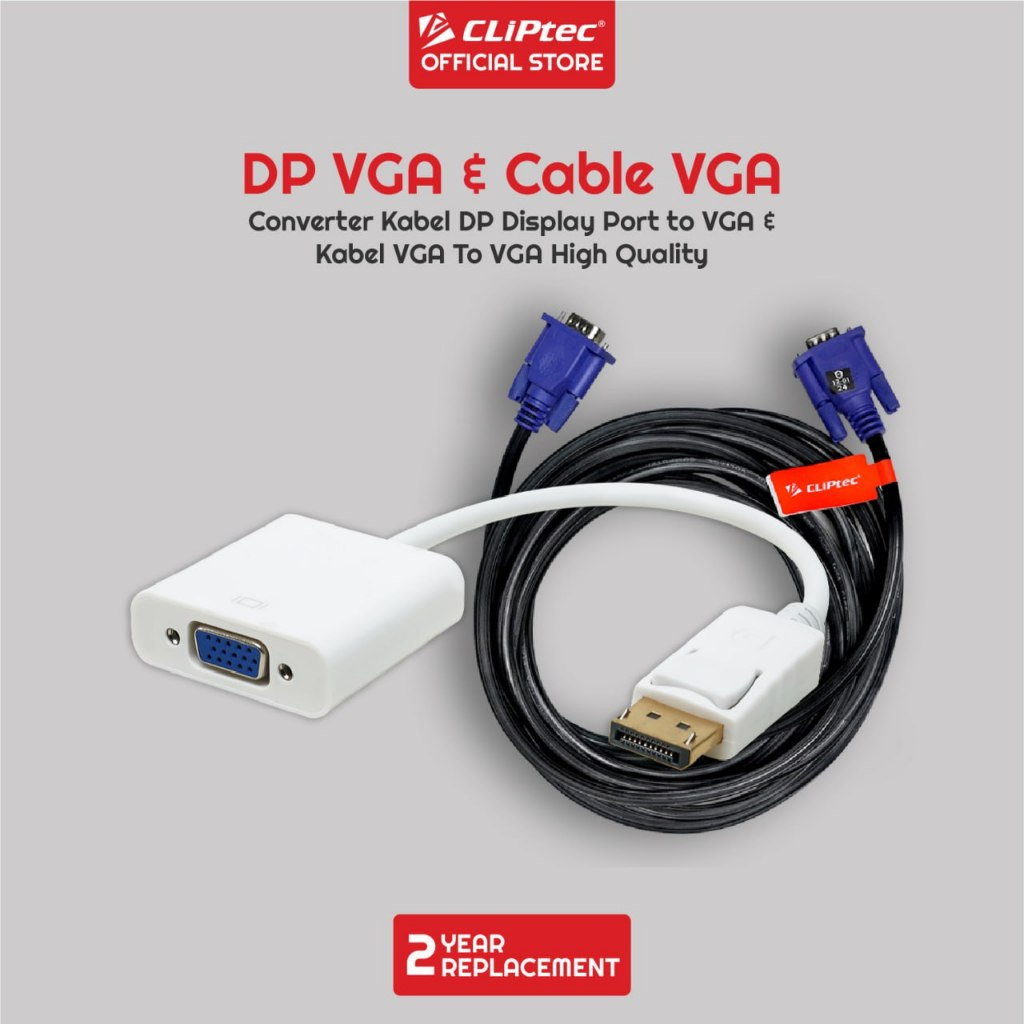 Jual Display Port to VGA Combo Kabel VGA 5m | Shopee Indonesia