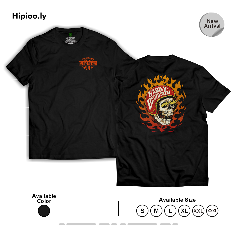 Jual KAOS HARLEY DAVIDSON SKULL WITH FIRE | KAOS MOTOR | KAOS TOURING ...