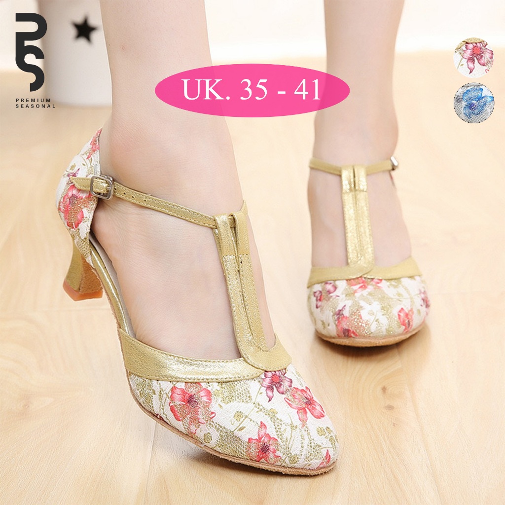 Jual LYSA - Sepatu Dansa Wanita Motif Bunga Latin/ Line Dance Tali ...