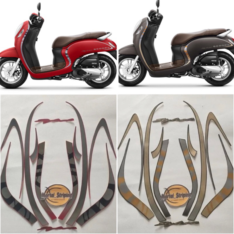 Jual STIKER STRIPING LIS BODY SCOOPY STYLISH 2020 2021 MATTE BROWN ...