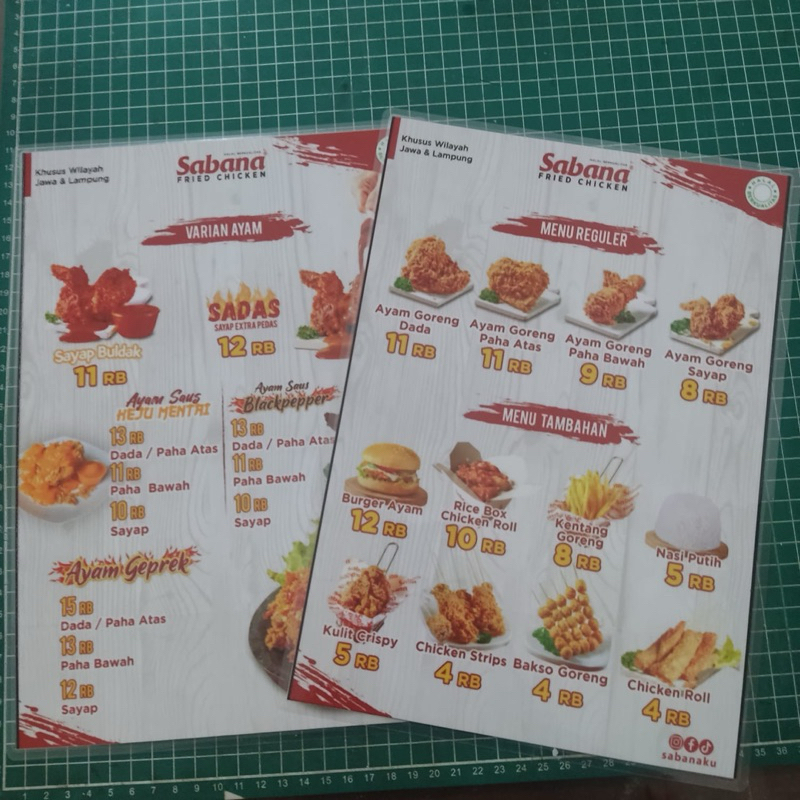 Jual Cetak menu meja / leaflet / poster laminating tebal. | Shopee ...