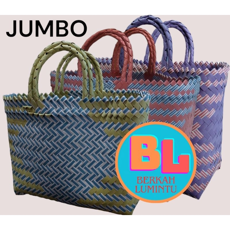 Jual Tas Anyam Plastik Lurik/ Ukuran Jumbo ( XL ) / Tas Belanja / Tas ...