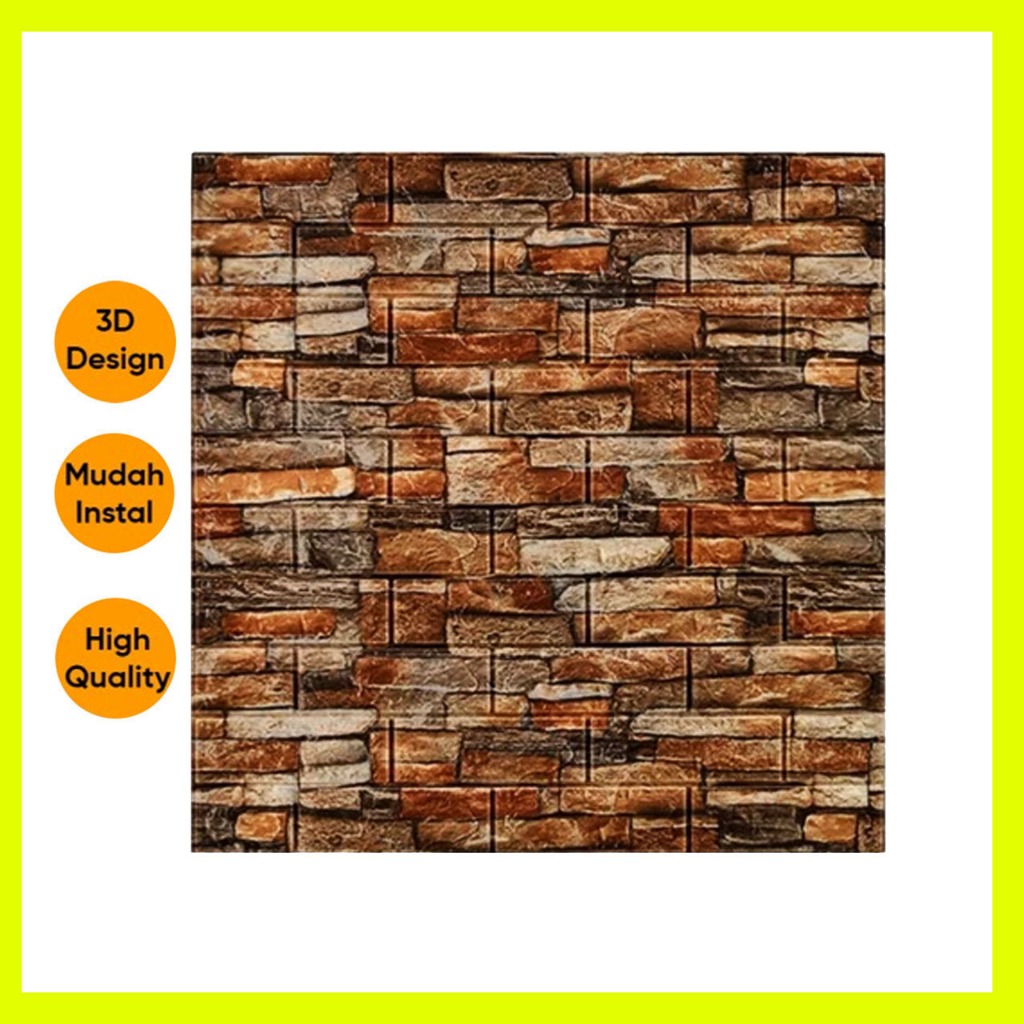 Jual Wallpaper Dinding 3D Timbul Foam Motif Corak Batu Alam // Sticker ...