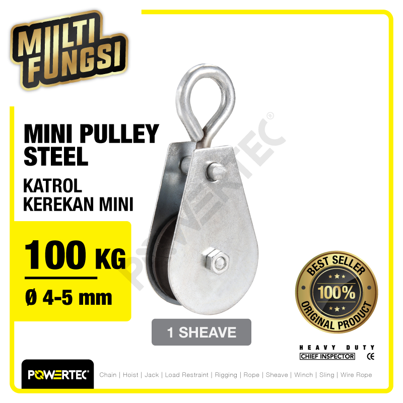 Jual POWERTEC Mini Pulley Katrol Kerekan 100kg 12mm - 1 Sheave | Shopee Indonesia