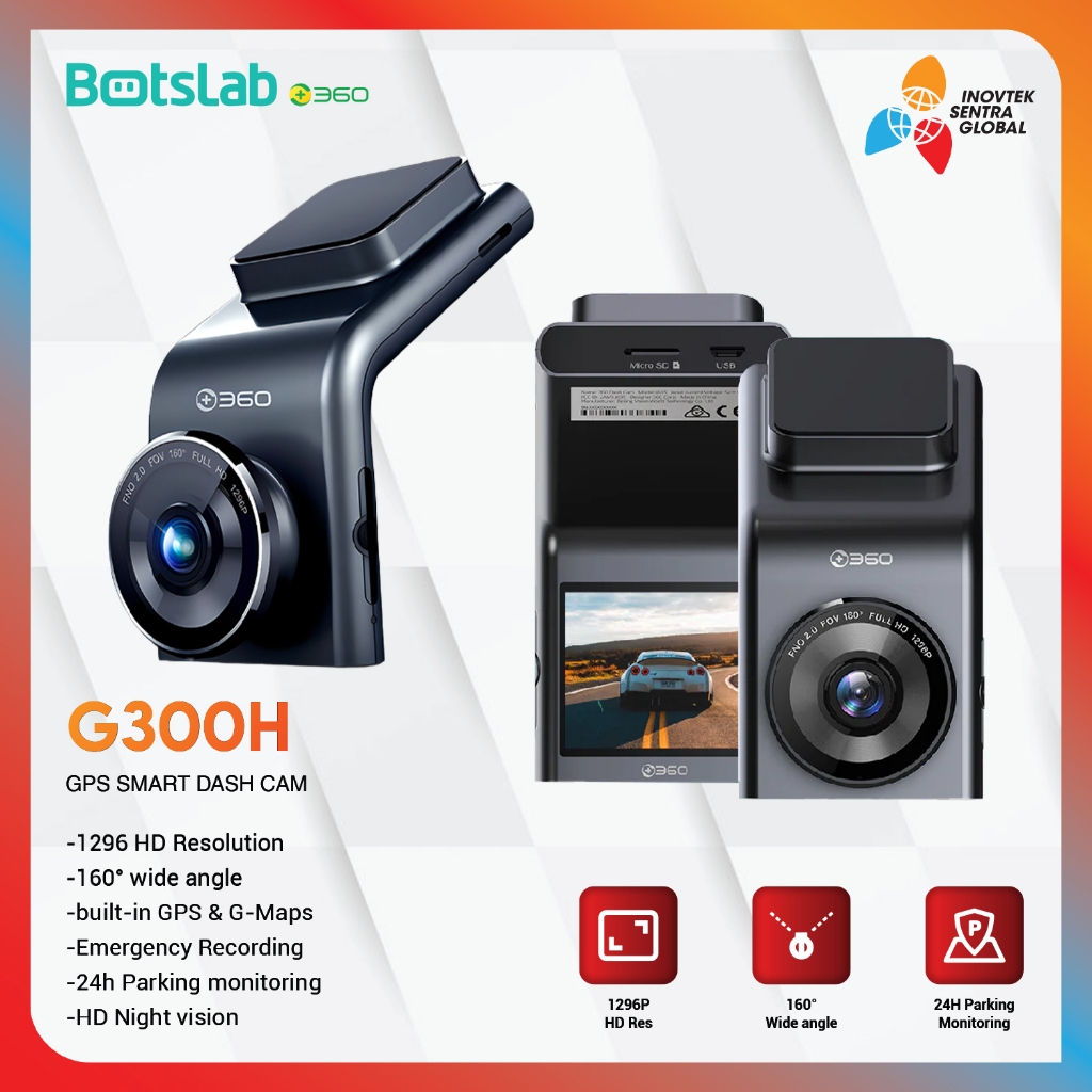 Jual BotsLab 360 G300H SHD 1296p Smart Dash Cam Auto Record | Shopee Indonesia