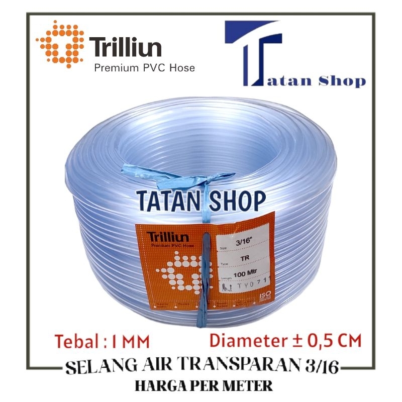 Jual SELANG TRANSPARAN 3/16 - TRILLIUN (Harga permeter) | Shopee Indonesia