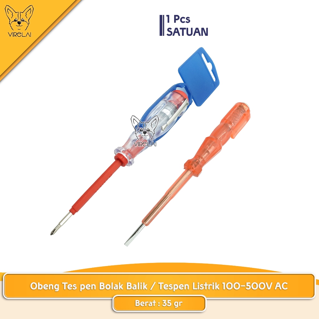 Jual Obeng Tes pen Bolak Balik / Tespen Listrik 100-500V AC | Shopee ...