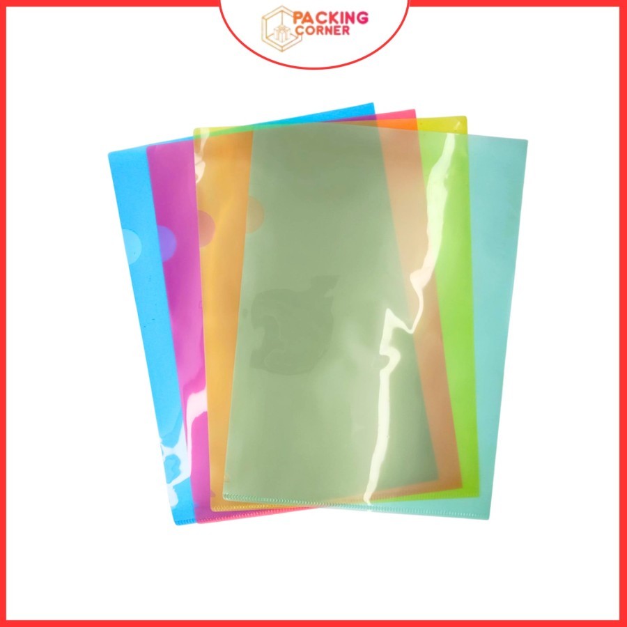 Jual Map L A4 Plastik Folder One Map Dokumen Mika Plastik Holder Clear Sleeve Merah Biru Kuning ...