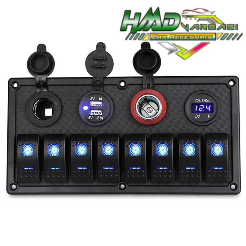 Jual Switch Panel Saklar 8 Gang Rocker Panel Switch Toggle Switch ...