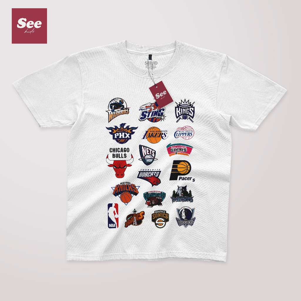 Jual Kaos NBA BASKET BALL CLUB LOGO Series Katun Premium Baju Branded ...