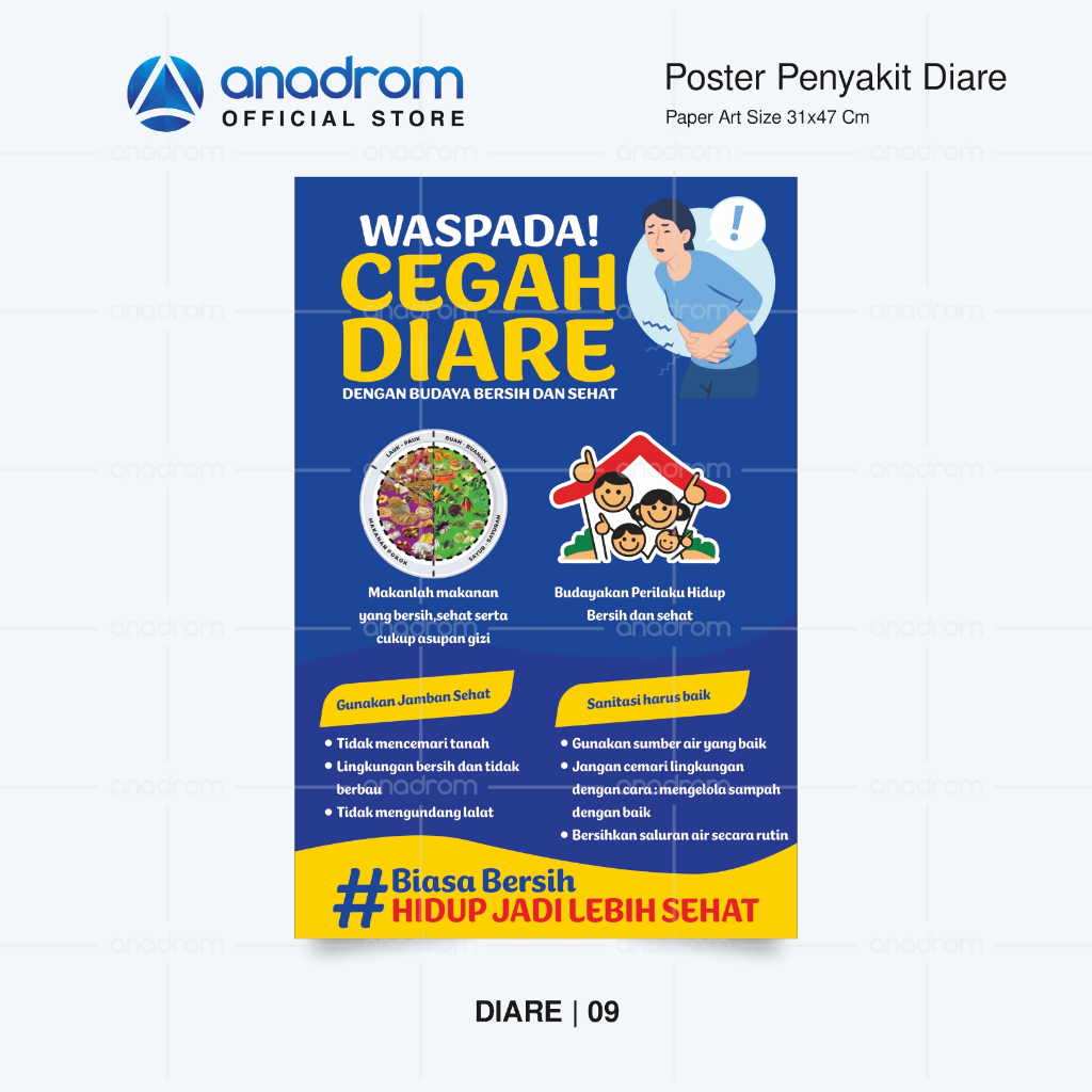 Jual Poster Seputar Diare | Poster Promosi Kesehatan | Anadrom 3597 ...