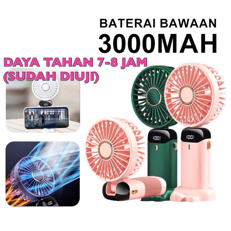 Jual Kipas Angin Mini 3000 mah Portable Usb bisa ( 7-10 jam ) 5 Speed ...