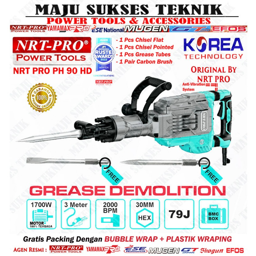 Jual NRT-PRO PH 90 HD Mesin Bor Bobok Beton Tembok Aspal Jalan Demolition Jack Hammer Drill PH90 ...