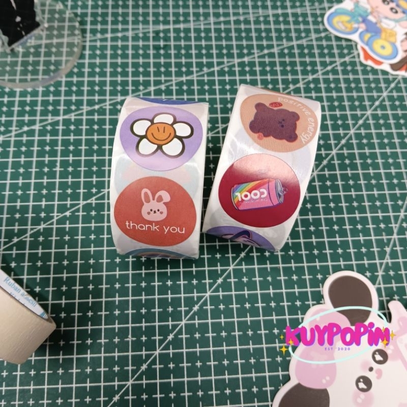 Jual [1 ROLL] STICKER THANK YOU CIRCLE LUCU / CUTE STIKER THANK YOU ...