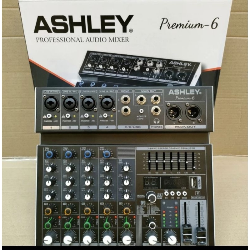 Jual MIXER ASHLEY PREMIUM-6 MIXER STEREO BLUETOOTH, USB WIHT SOUNDCARD | Shopee Indonesia