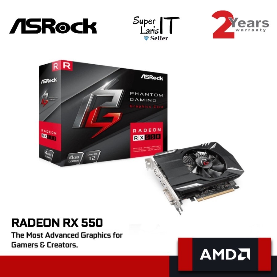 Jual ASRock Phantom Gaming VGA AMD RX550 RX 550 4GB GDDR5 128 bit ...