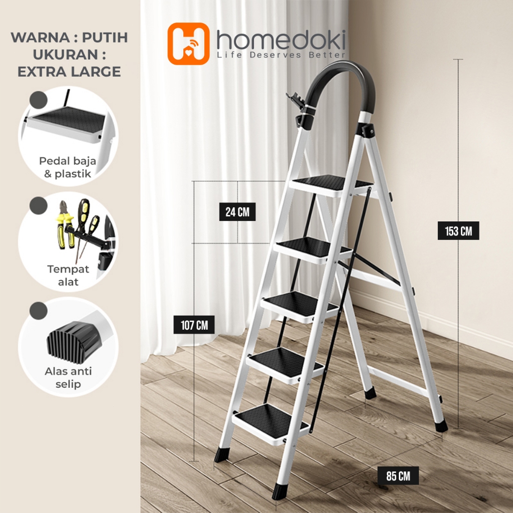 Jual Homedoki Tangga Rumah Lipat Tangga Besi Lipat 3/4 Step Household ...