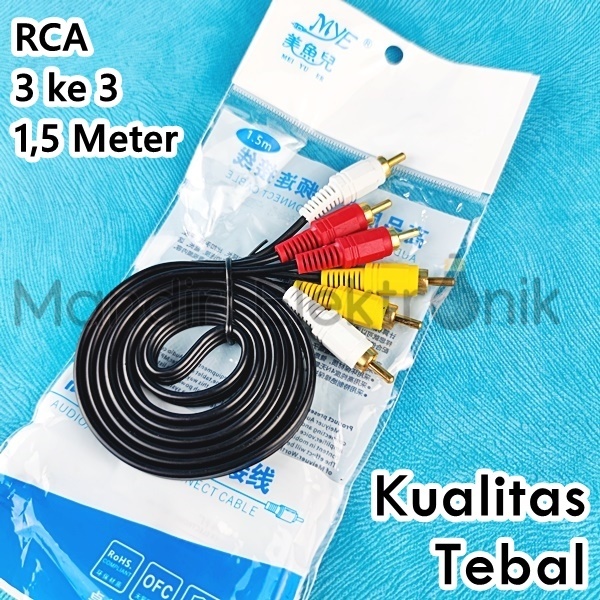 Jual Kabel RCA Audio 3 ke 3 panjang 1.5m Gold Plated RCA 3x3 Kabel ...